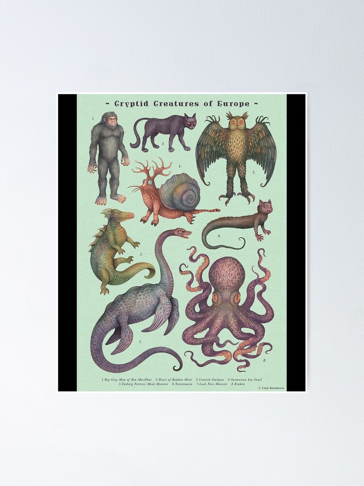 "Cryptids of Europe Cryptozoology species Poster" Poster for Sale by ...