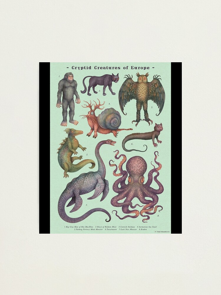 "Cryptids of Europe Cryptozoology species Poster" Photographic Print ...
