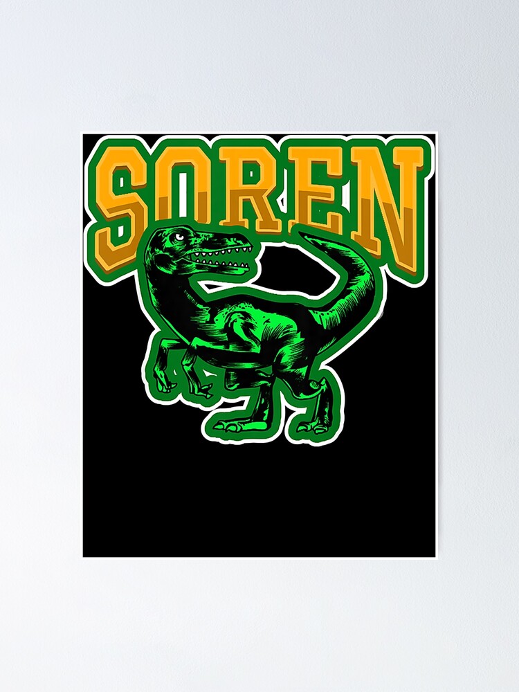 Póster «Niños Soren Nombre personalizado Fun Green TRex Dinosaur Name ...
