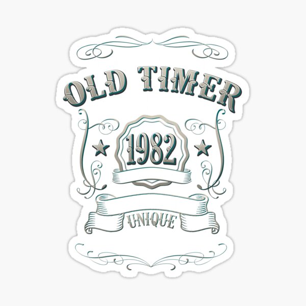 "40th birthday Old Timer 1982 Vintage 1982" Sticker by Dubbra | Redbubble