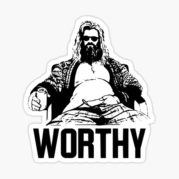"Thor Still Worthy Fat Thor by scribblejuice Classict" Sticker by ...