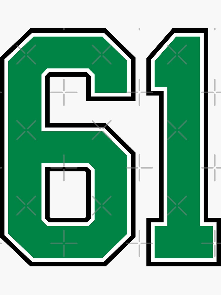 "61 number, green lucky sports sixty one" Sticker by ArtIsParty | Redbubble