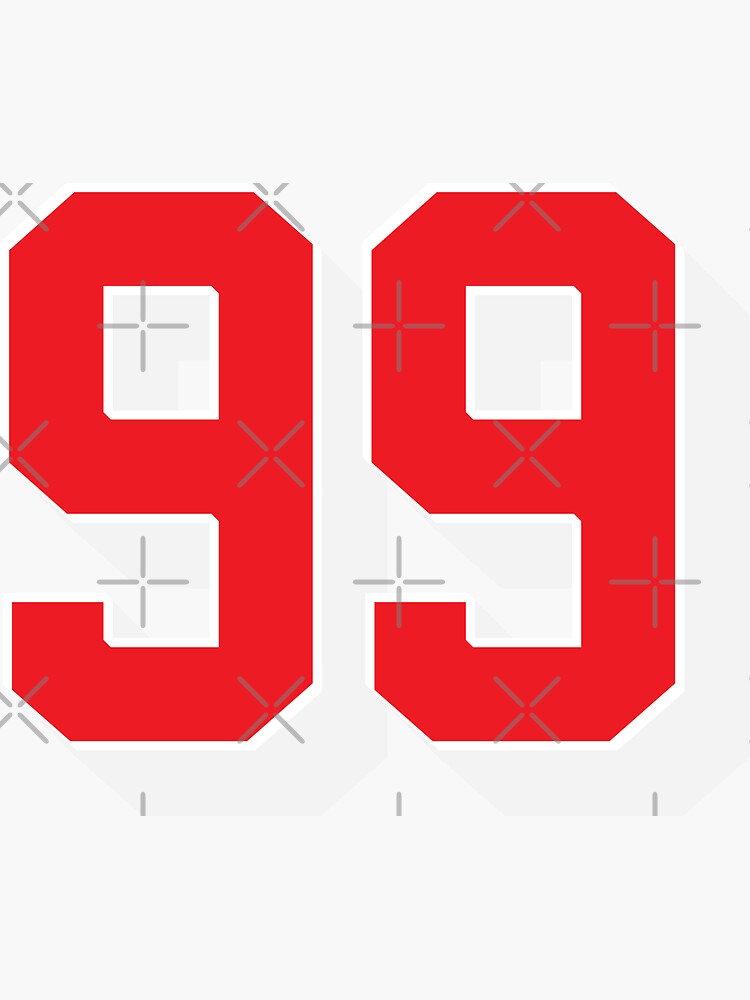 "Jersey Number 99 red" Sticker by jiromie | Redbubble