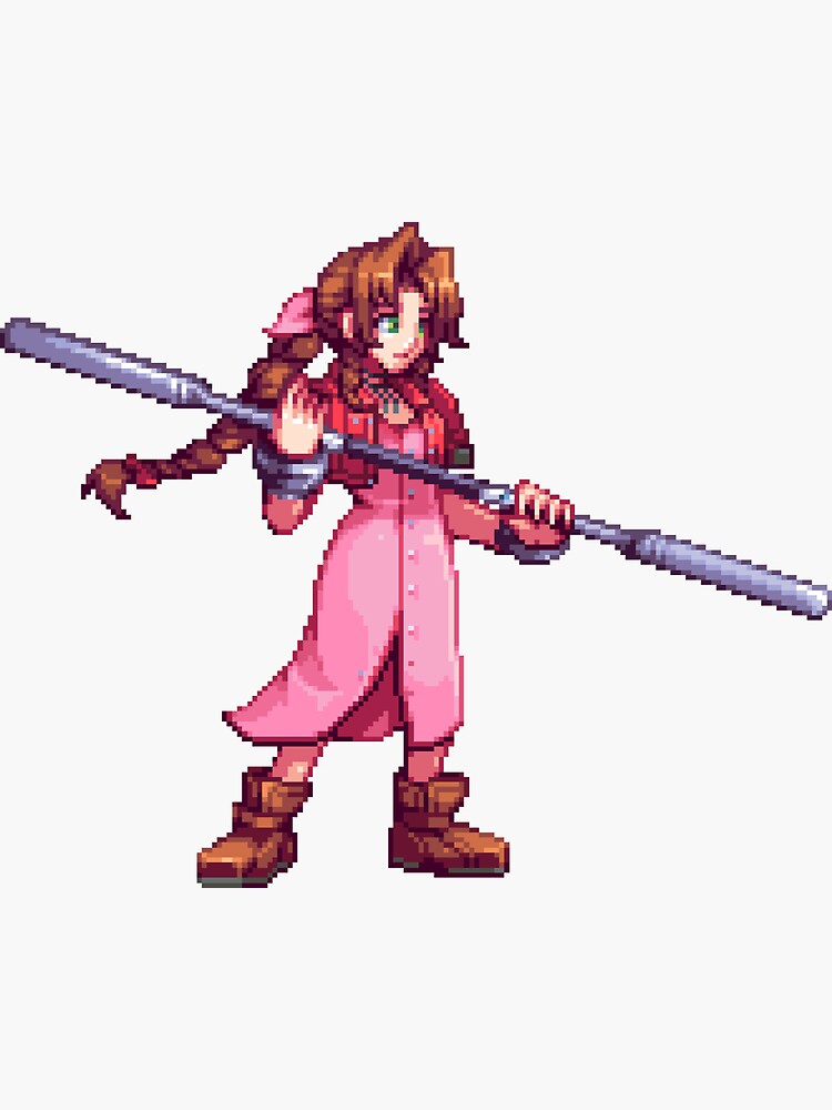 "Aerith Pixel Edition" Sticker for Sale by adventfan | Redbubble