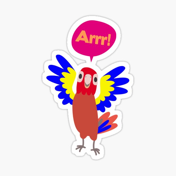 "parrot, colorful, wings, lie, parrot, pirate, parrot" Sticker by ...