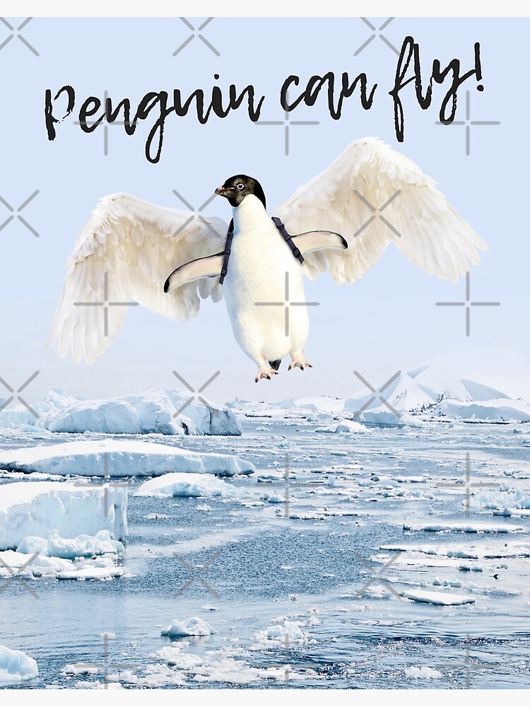 "Cute Penguin can Fly Motivational " Poster for Sale by Confusie ...