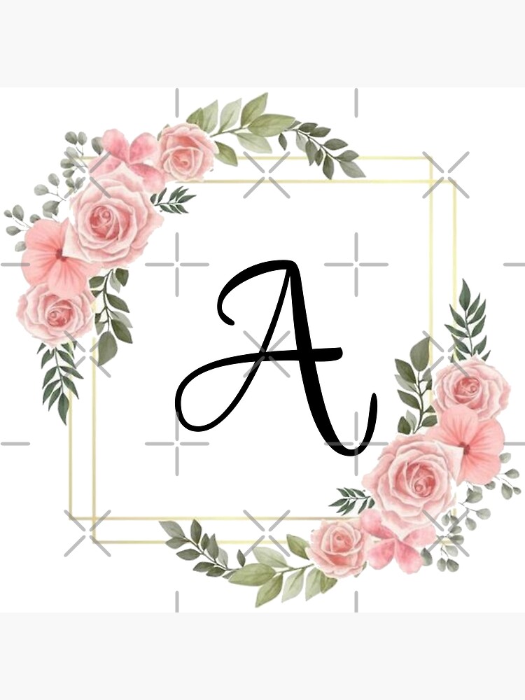 "Monogram Letter A | Pink Floral Design with Gold Edges" Poster by ...