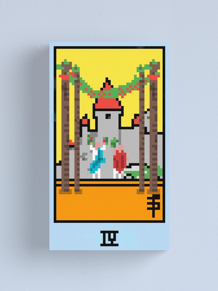 "Wait, is this pixel art tarot? Yellow - Minor Arcana 'Four of Wands ...
