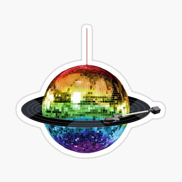 "Disco Ball Retro Rainbow Record Planet" Sticker by DeborahCamp | Redbubble