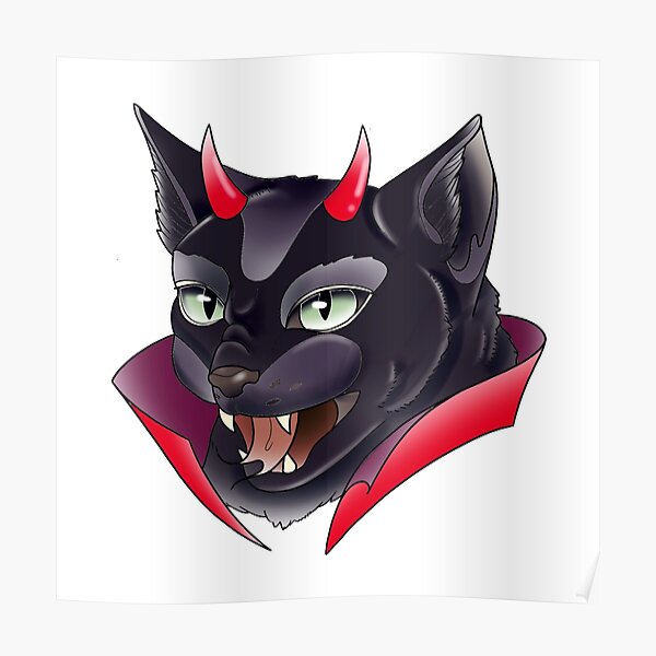 "Devilish Cat" Poster for Sale by Mystic-Lamb | Redbubble