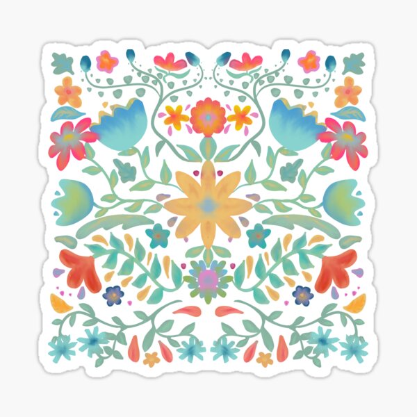 "Mexican folk flowers" Sticker for Sale by Itzlknows | Redbubble