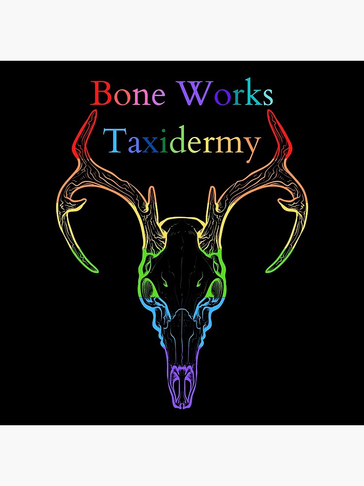 "Rainbow deer skull Bone Works Taxidermy logo" Photographic Print for ...