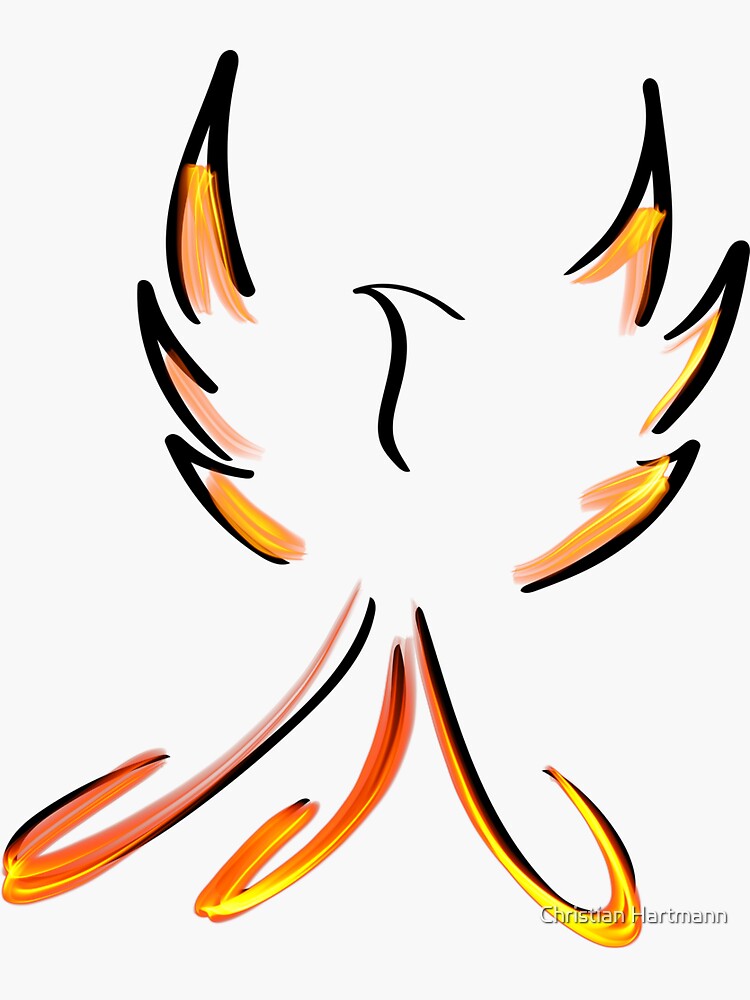 "Flaming Phoenix Line Art - Minimalist" Sticker for Sale by Zcared ...
