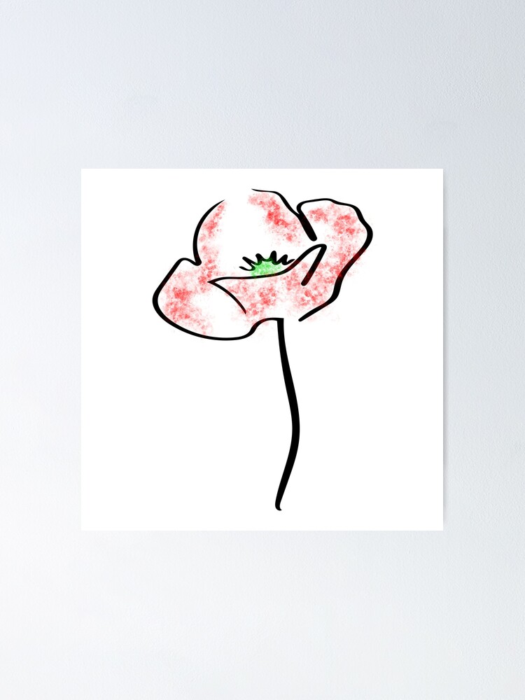 "Poppy Line Art - Minimalist with splashes of color" Poster for Sale by ...
