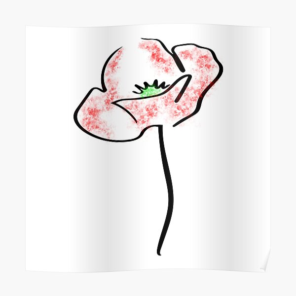 "Poppy Line Art - Minimalist with splashes of color" Poster for Sale by ...