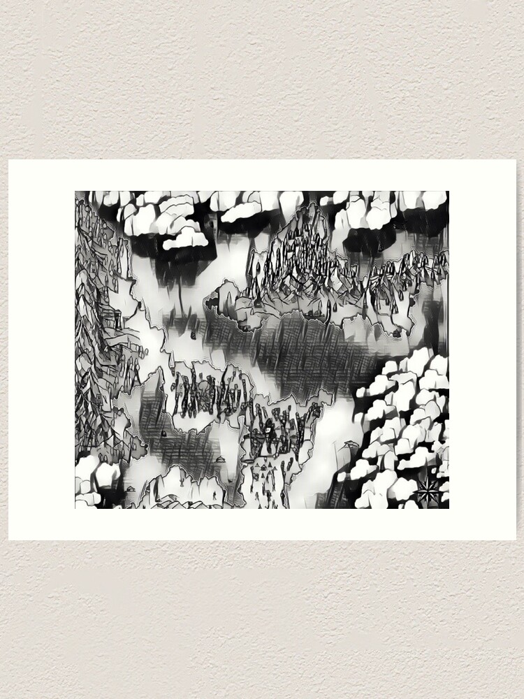 "Dark Elves Fantasy Map For RPG Session Sketch Art (black&white)" Art ...