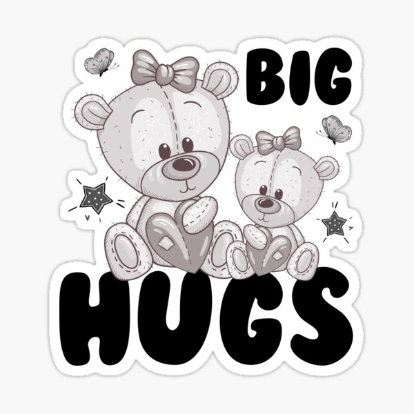 "Big Hugs Teddy Bears & Butterflies" Sticker by AurayaStudio | Redbubble