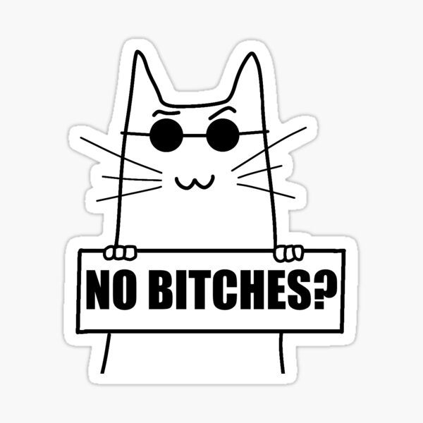"No bitches?" Sticker by LFsticker | Redbubble