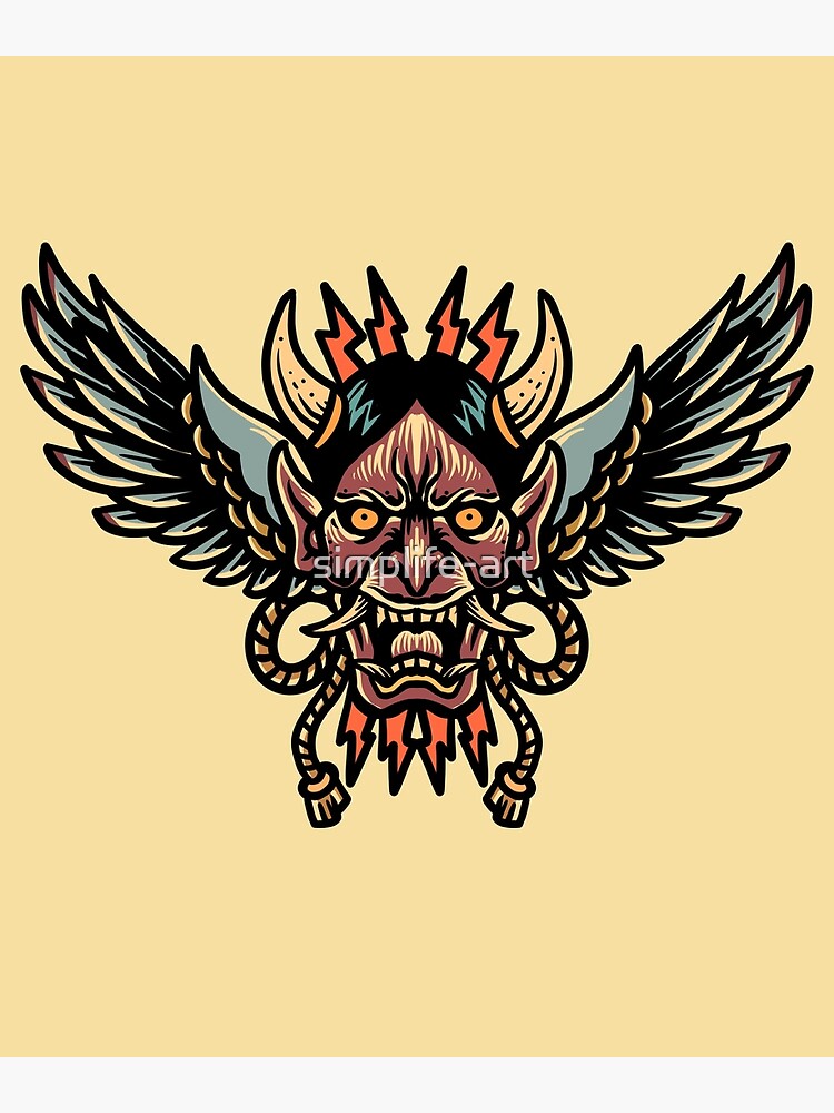 "winged oni" Poster for Sale by simplife-art | Redbubble