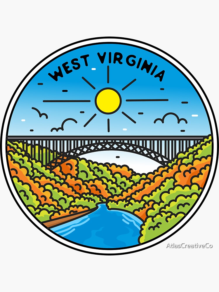 "West Virginia | WV Illustrated Badge | Retro Vintage | Nature" Sticker ...