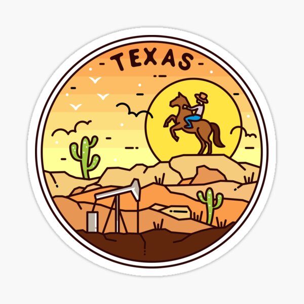 "Texas | TX Illustrated Badge | Retro Vintage | Nature" Sticker for ...