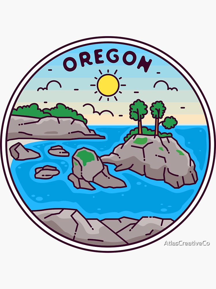 "Oregon | OR Illustrated Badge | Retro Vintage | Nature" Sticker by ...