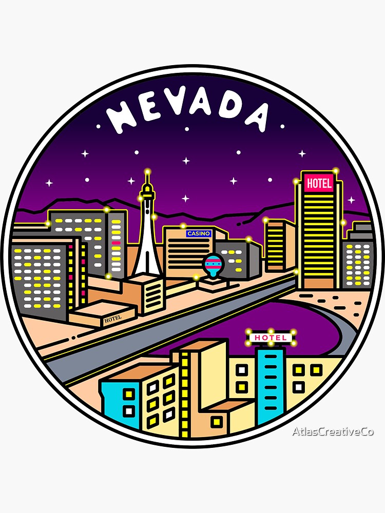 "Nevada | NV Illustrated Badge | Retro Vintage | Nature" Sticker for ...