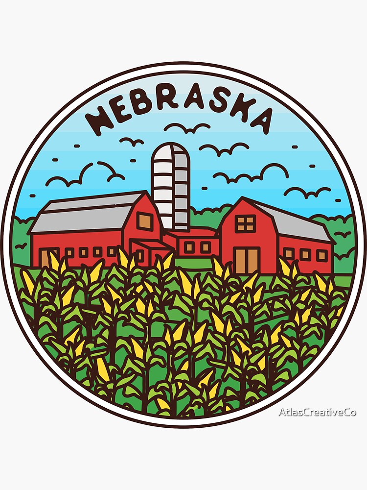 "Nebraska | NE Illustrated Badge | Retro Vintage | Nature" Sticker by ...