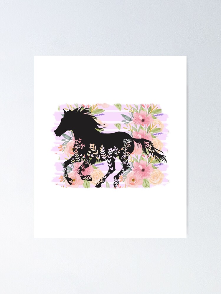 "Floral Horse Silhouette" Poster for Sale by HappyLifeCreate | Redbubble