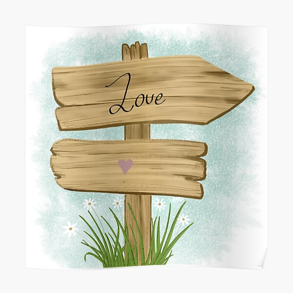 "Hand drawn wooden love sign board (colour palette, color palete ...