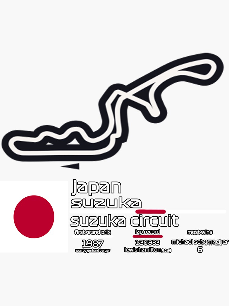 "Suzuka Circuit F1 Records" Sticker for Sale by XXI-21 | Redbubble