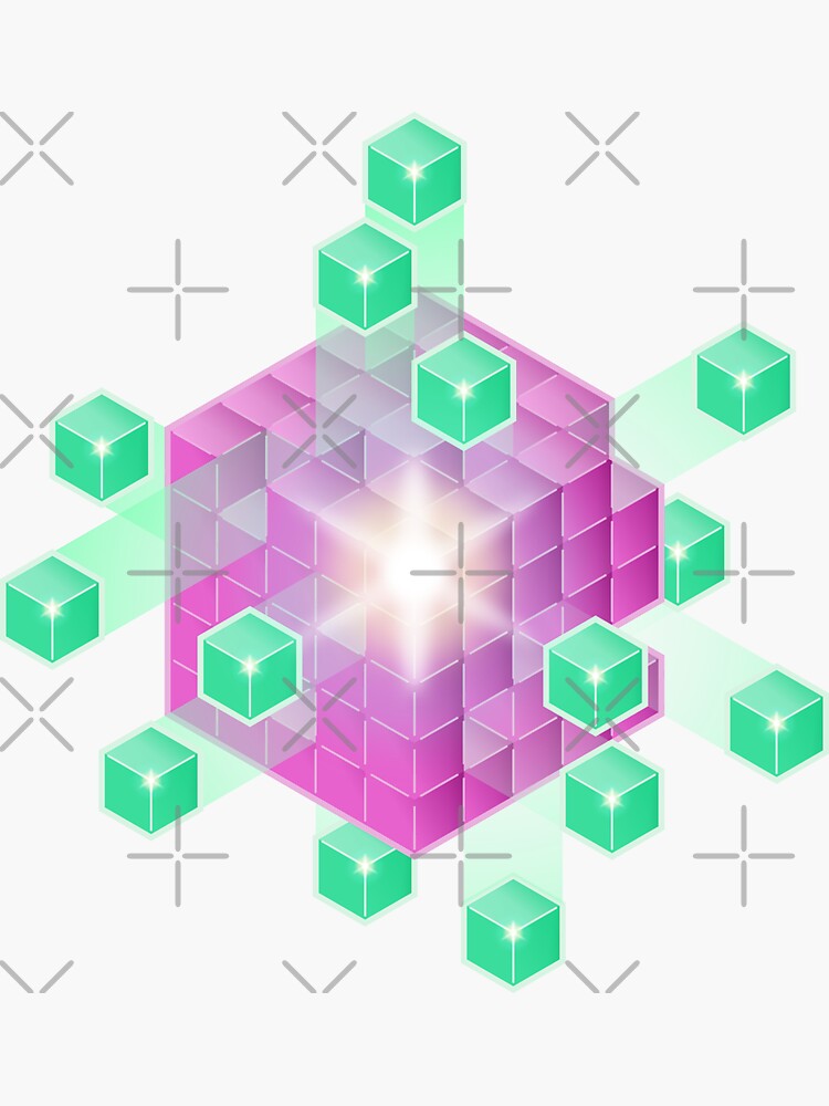 "Exploding Cube Collection 1" Sticker by ProdKnit | Redbubble
