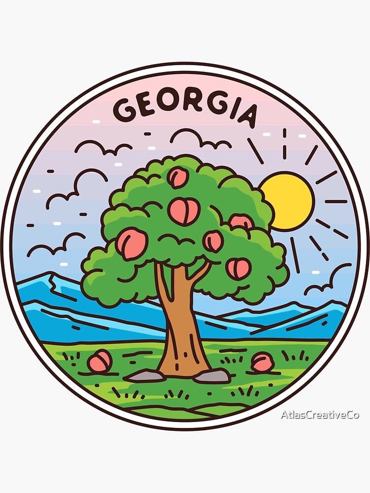 "Georgia | GA Illustrated Badge | Retro Vintage | Nature" Sticker for ...
