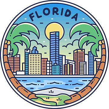 "Florida | FL Illustrated Badge | Retro Vintage | Nature" Sticker for ...