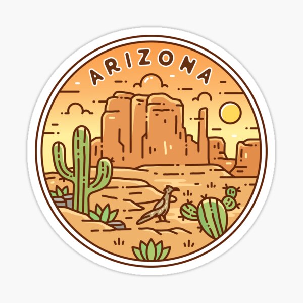 "Arizona | AZ Illustrated Badge | Retro Vintage | Nature" Sticker by ...