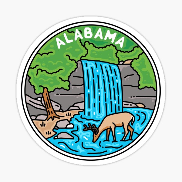 "Alabama | AL Illustrated Badge | Retro Vintage | Nature" Sticker by ...
