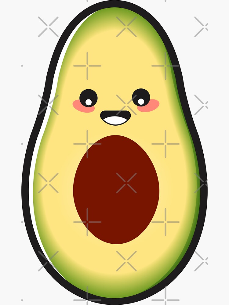 "Smiling Avocado, Cute Fruit" Sticker for Sale by KawaiSticker | Redbubble