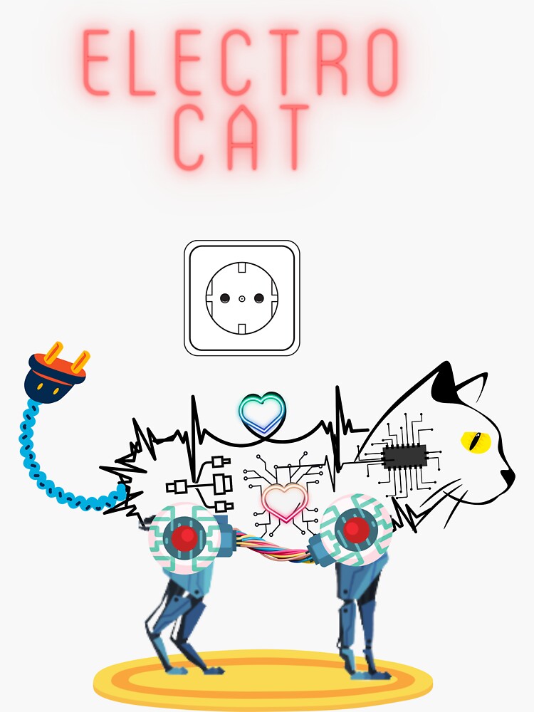 "Electro Cat" Sticker by GJZDrucksachen | Redbubble