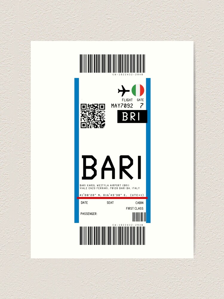 "Bari Karol Wojtyla Airport (BRI) Boarding Pass rickrolled" Art Print ...