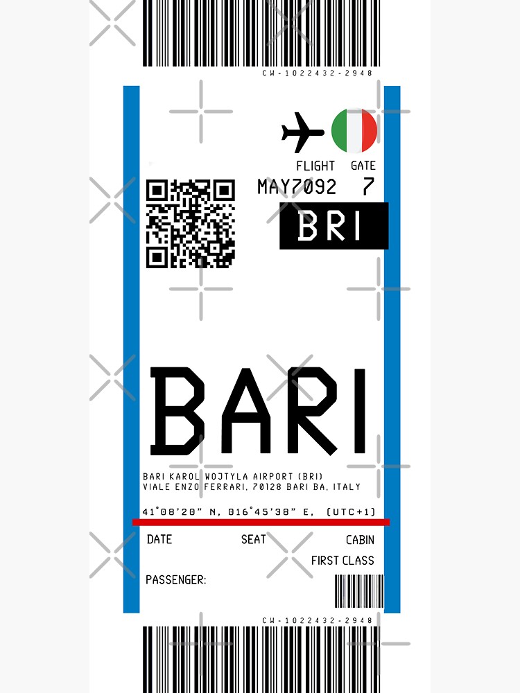 "Bari Karol Wojtyla Airport (BRI) Boarding Pass rickrolled" Sticker for ...