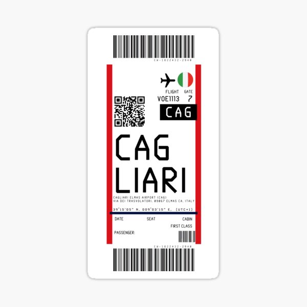 "Cagliari airport Italy (CAG) Boarding Pass rickrolled" Sticker by ...