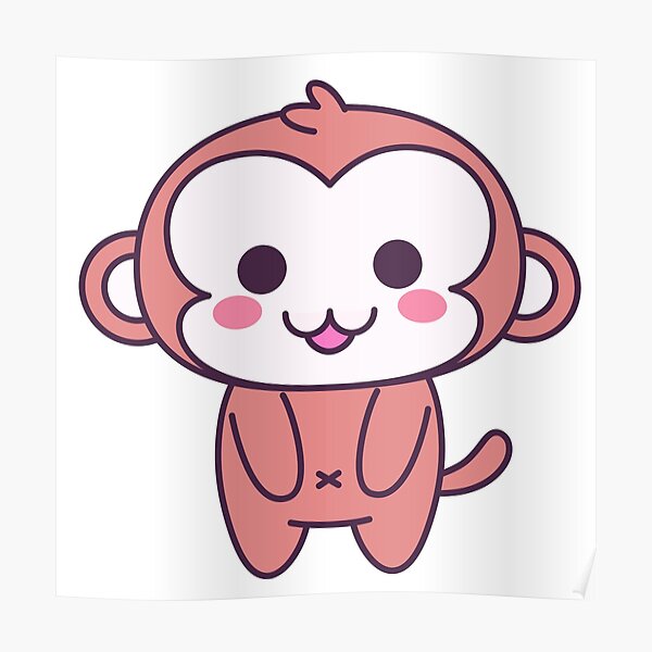 "Happy and cute pink coloured laughing Monkey" Poster for Sale by ...