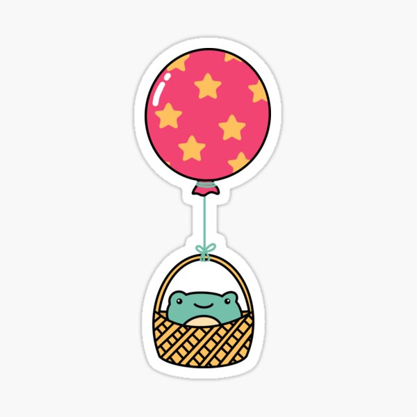 "Cute Frog In Basket - Kawaii Drawing - Edgy Youth/Kids Design" Sticker ...