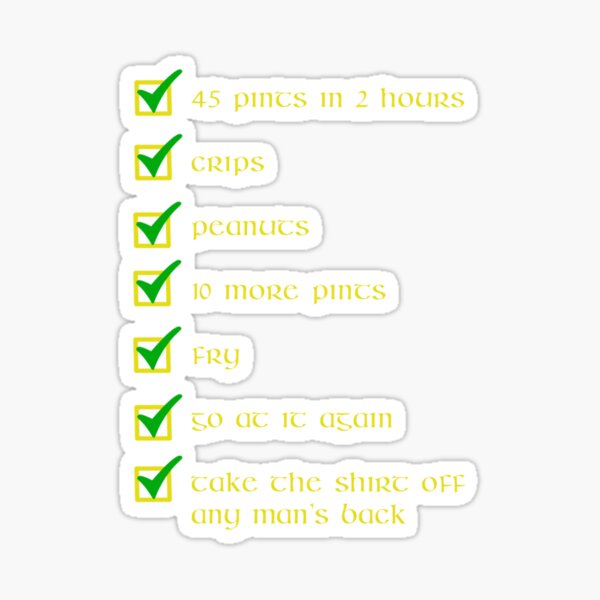 "Paddy Losty Pintman Checklist " Sticker by CatsTeels | Redbubble
