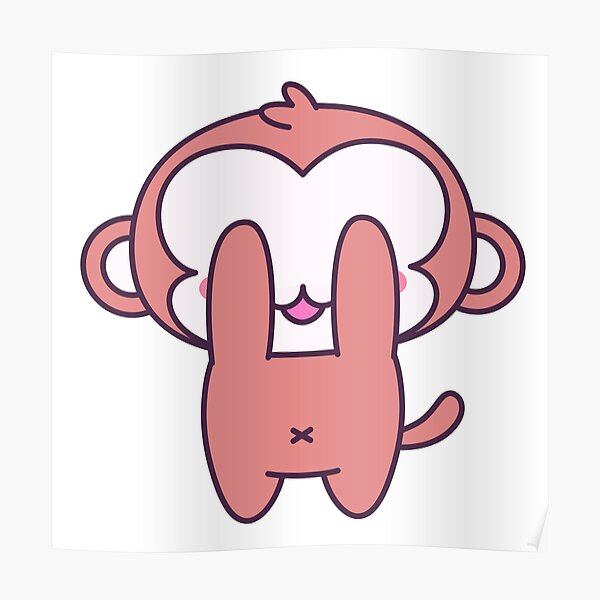 "Happy and cute pink coloured laughing Monkey" Poster by UniqC7 | Redbubble