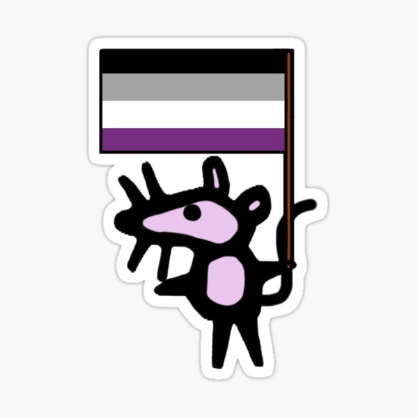 "Asexual Pride Flag Little Pink Mouse" Sticker by cherrypaint | Redbubble