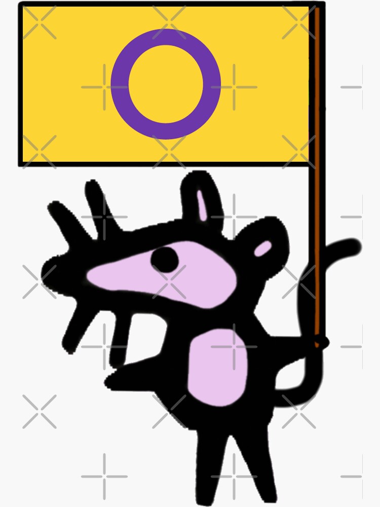 "Intersex Pride Flag Little Pink Mouse" Sticker by cherrypaint | Redbubble