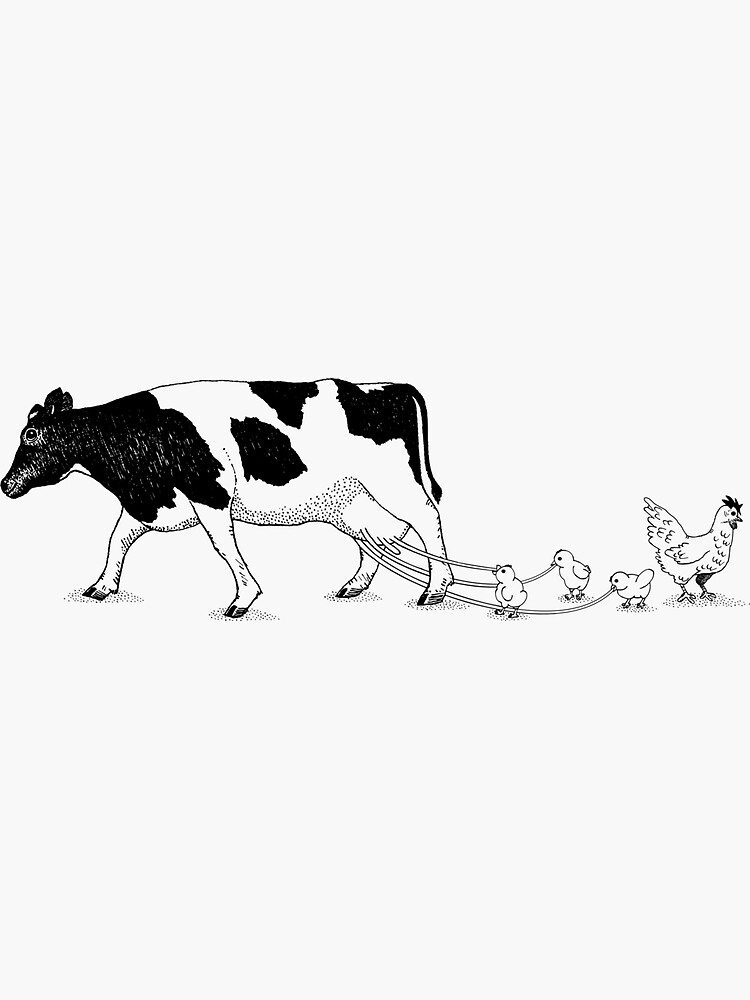 "Cow vs. Chicken" Sticker by 319heads | Redbubble