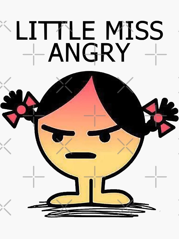 "Men Women Little Miss Angry Fitted Funny Men Fan" Sticker by ...