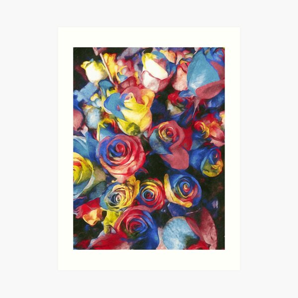 "Red, Yellow and Blue Roses Painting" Art Print for Sale by WithGrace ...